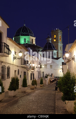 Cathedral of Altea illuminated at night, Spain Stock Photo - Alamy