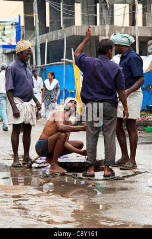 Men at Work, Cleaning Drains, Sewer Tanker, washing out the sewers ...