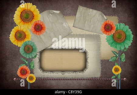 Various Colors Of Flowers On Hemp Cloth Stock Photo - Alamy
