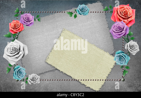 Various Colors Of Flowers On Hemp Cloth Stock Photo - Alamy