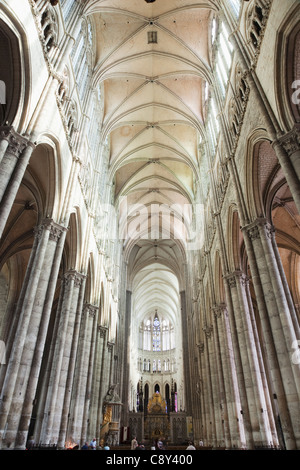 The ceiling of Notre Dame d'Amiens cathedral in the city of Amiens. It ...