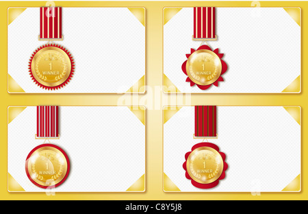 Various Types Of Gold Award Medals In Various Shapes Stock Photo - Alamy