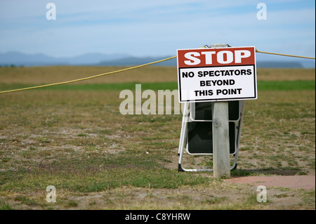 No spectators beyond this point warning sign at Langar Skydive airfield ...