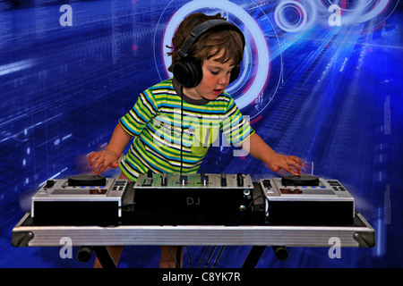 Kids Party DJ on the decks - GROOVY Stock Photo - Alamy