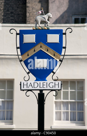 Hadleigh town sign Suffolk UK Stock Photo - Alamy