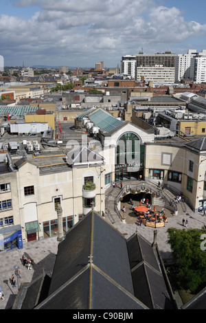 Cardiff City Centre showing Rooftop skyline view of St Davids Shopping ...