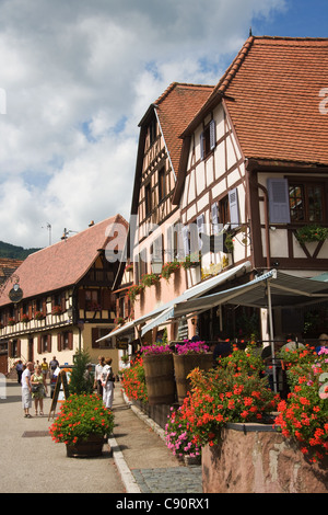The beautiful houses in the village of Dambach-la-Ville along the ...