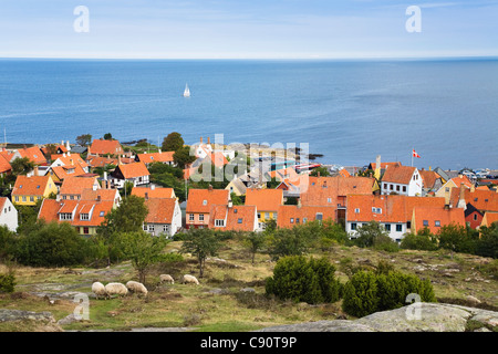 Gudhjem village at the east coast, Bornholm, Denmark, Europe Stock ...