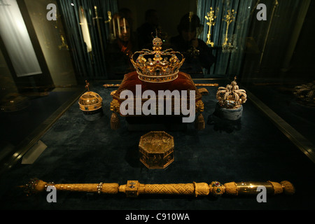 Royal crown jewels of Bavaria seen in the Treasury of the Residenz ...