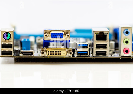 Back panel connectors computer motherboard Stock Photo - Alamy