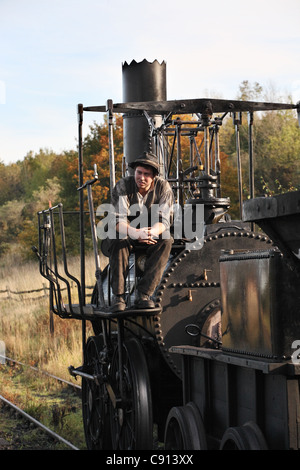 Steam engine driver in period dress for 1860s Stock Photo - Alamy