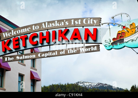 Welcome to Ketchikan sign, Alaska Stock Photo - Alamy