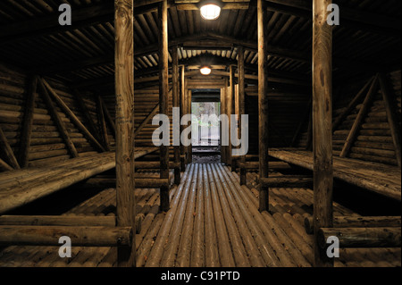 Interior of cagna, WW2 hideout of Belgian maquisards resistance ...
