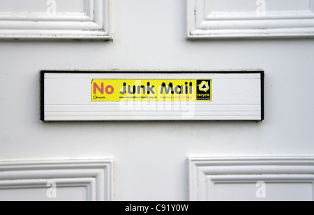 "No Junk Mail" sticker on letter box of door, London, UK Stock Photo ...