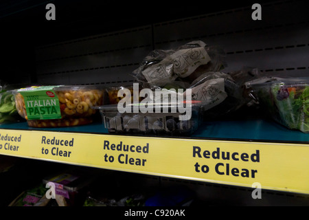 Reduced to clear food items on supermarket shelf, United Kingdom Stock ...