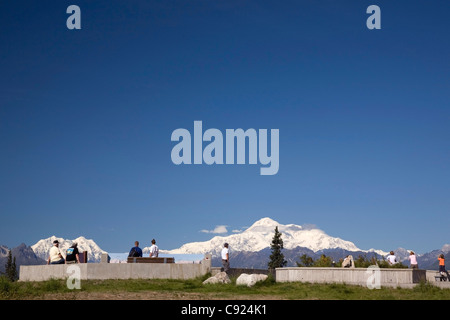 Southside view of Mt. McKinley and Mt. Hunter (L) with the Chulitna ...