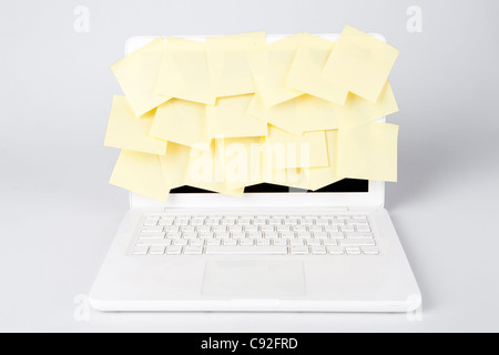 Sticky notes covering laptop monitor Stock Photo - Alamy