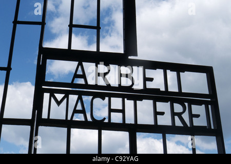 Arbeit macht frei sign (in German Work sets you free) main gate to Nazi ...