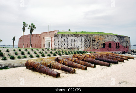 Senegal, Dakar: french colonial garrison on Goree Island (front) and ...