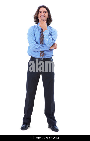 Photo of cheerful positive guy dressed green khaki hoodie smiling ...
