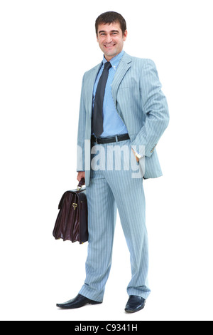 Photo of cheerful positive guy dressed green khaki hoodie smiling ...