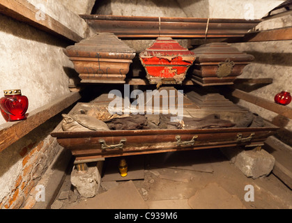 Poland, Cracow. Mummified body in the crypt of the Church of the ...