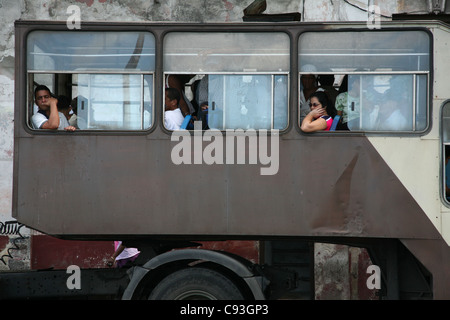Havana Cuba Bus & Passengers - Camel - Trucks Made Into Buses Stock ...