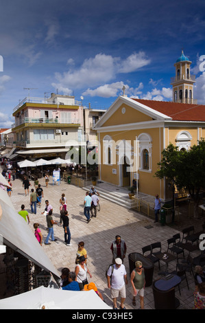 Argostoli main street and shopping centre, Kefalonia, July Stock Photo ...