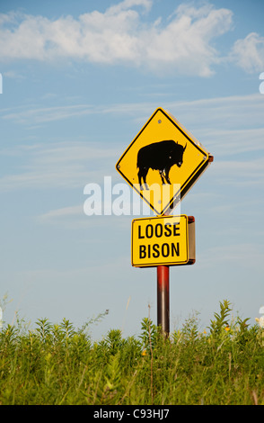 Bison warning sign Stock Photo - Alamy