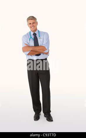 Full lenght portrait man wearing traditional Bavarian or German outfit ...