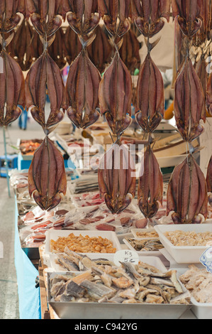 Stall with a big variety of salt-cured fish Stock Photo - Alamy