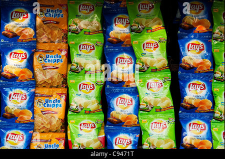 Lays chips in light blue packet. Lay's potato wafers of salt and pepper ...