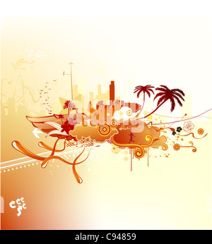Grunge styled urban summer background. Vector illustration Stock Photo ...