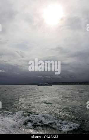 Ferry crossing the English Channel with stormy sea and sky Stock Photo ...