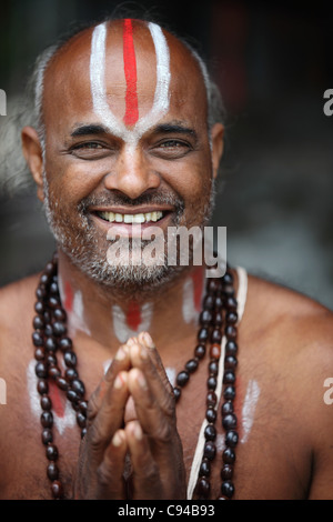 Indian man Hindu Priest with beads mala & ash on forehead MR # 693O ...