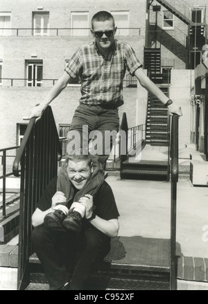 BRONSKI BEAT UK pop group with Steve Bonski in dark shirt and Larry ...