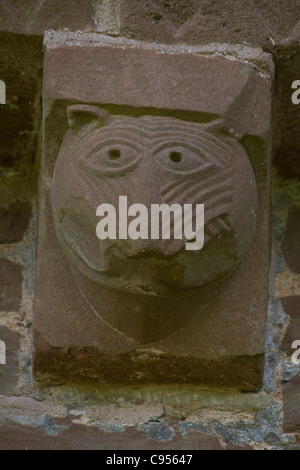 One of the mysterious corbels at Kilpeck Church in Herefordshire. There ...
