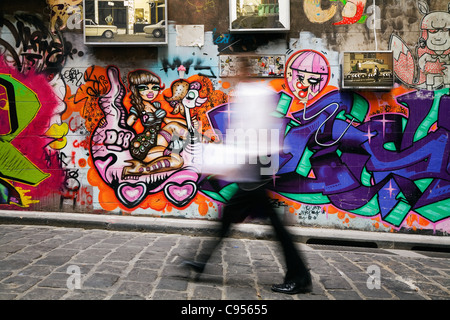 Colourful street art decorates the walls of Union Lane in central ...