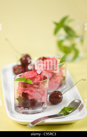 cherry foam with cherry jam and cherries Stock Photo - Alamy
