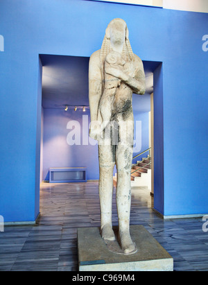 Kouros statue in the Archeological Museum in Vathy Samos Greece Stock ...