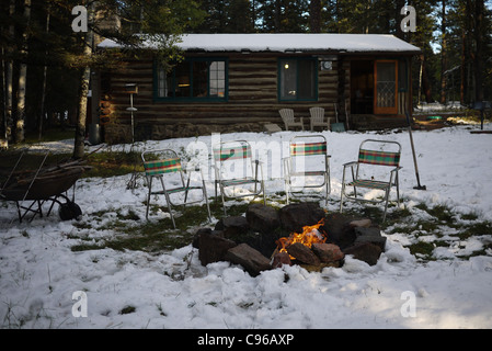 fire pit in snow Stock Photo - Alamy
