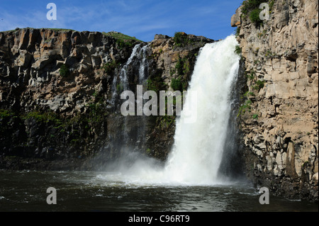Ulaan Tsutgalan waterfall (also named as Orkhon Khurkhree) in Mongolia ...