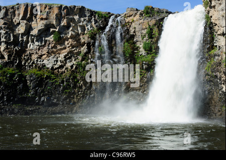 Ulaan Tsutgalan waterfall (also named as Orkhon Khurkhree) in Mongolia ...