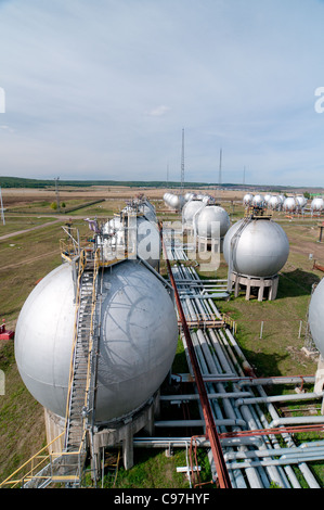 Finished goods tanks. Gas industry Stock Photo - Alamy