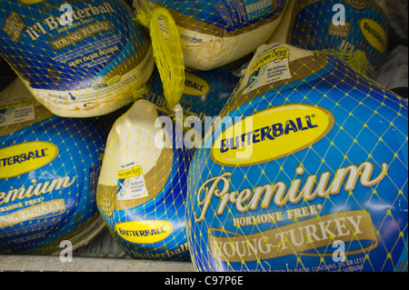 Butterball brand frozen Turkeys for sale in a supermarket in New York ...