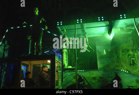 The "Ghost Train" fairground ride at Loughborough street fair. Scary ...