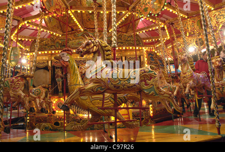 Traditional Victorian Carousel ride at Loughbrough street fair. One of ...