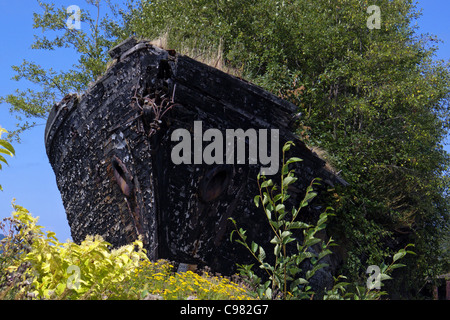 Hull of the 1917 four-masted schooner La Merced used as a breakwater at ...