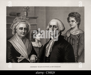 George and Martha Washington with her children at Mt Vernon Stock Photo ...