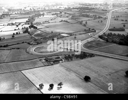 Aerial view of the M5 motorway under construction at junction one in ...